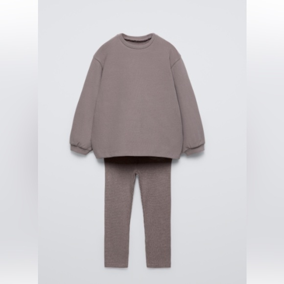 Zara | Matching Sets | Zara Cozy Taupe Sweatshirt And Pants Set | Poshmark